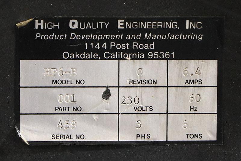 6 Ton 8.5'' Stroke Haeger HP6-B HARDWARE INSERTION PRESS (Ref No ...