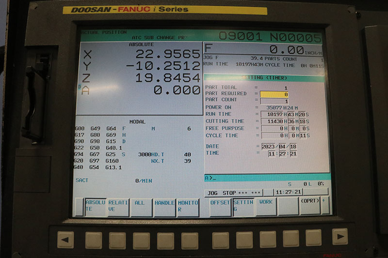 63'' X Axis 30'' Y Axis Doosan MYNX 7500/50 VERTICAL MACHINING CENTER ...