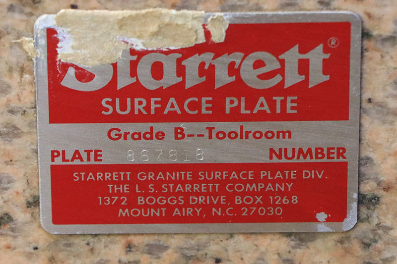 36'' Length 60'' Width Starrett GRADE B ''TOOLROOM'', FACTORY BASE WITH ...