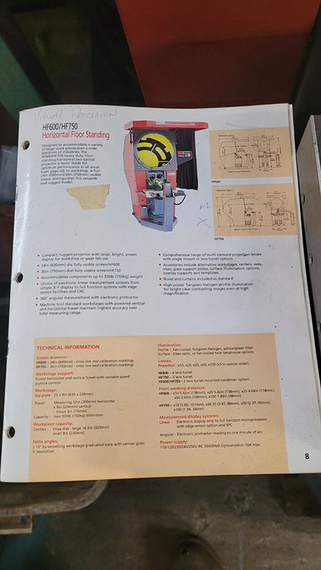 30'' Screen Starrett HF750, 2011, QC200 DRO & EDGE DET. OPTICAL ...