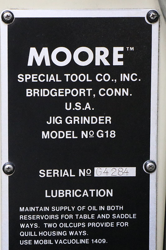 11'' Y Axis 18'' X Axis Moore G-18, NEW 1992, S/N: G-4284, SONY 2X DRO ...