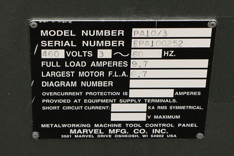 11.5'' Width 8'' Height Marvel SPARTAN PA/10/3 HORIZONTAL BAND SAW (Ref ...